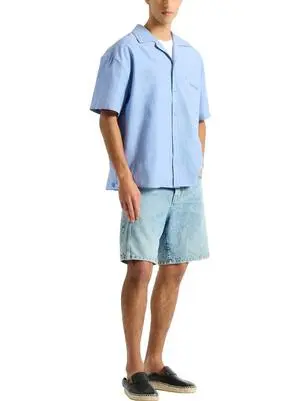 Balmain Vintage Shirt In Herringbone Poplin - Blue