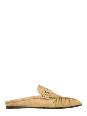 Saint Laurent Plaque Ruched Loafers - Neutrals
