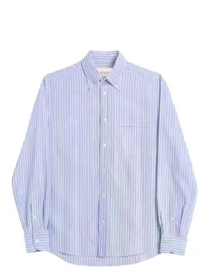 Valentino Garavani Logo-embroidered Striped Shirt - Blue