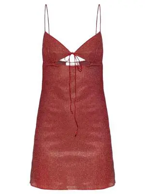 Oseree V-neck Cut-out Mini Dress - Red
