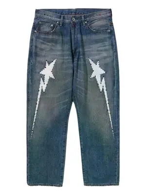 A BATHING APE Crystal-embellished Jeans - Blue