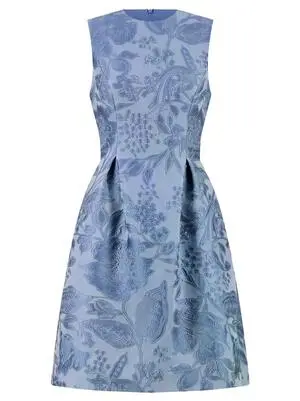 Lela Rose Floral Fil Coupé Mini Dress - Blue