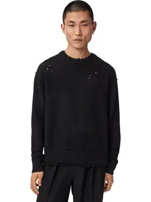 ALLSAINTS Distressed Wool Blend Sweater - Black
