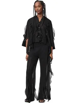 ALLSAINTS Minna Flared Frill Detail Pants - Black