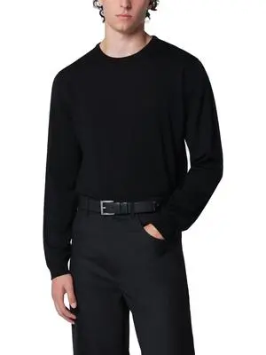 ROBERTO COLLINA Merino Wool Crew-neck Knit Sweater - Black