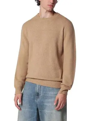 ROBERTO COLLINA Camel Wool-blend Crew Neck Sweater - Beige