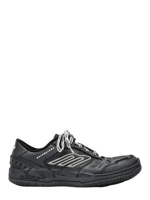 Balenciaga Calf Leather And Polyester Distressed Sneakers - Black