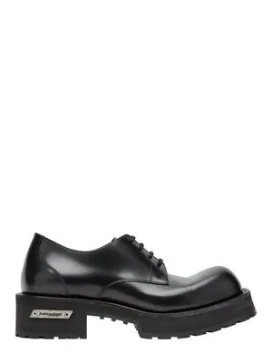 Balenciaga Calfskin Leather Derby Shoes - Black