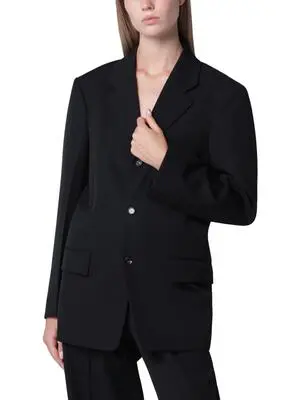 Bottega Veneta Grain De Poudre Wool Single-breasted Jacket - Black