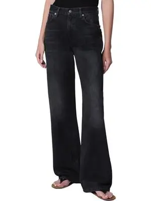 HAIKURE Vintage Denim Wide Leg Jeans - Black