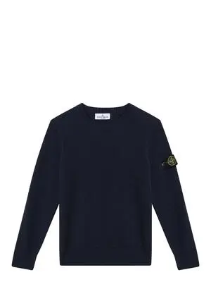 STONE ISLAND Stone Island Navy Ribbed Virgin Wool Sweater