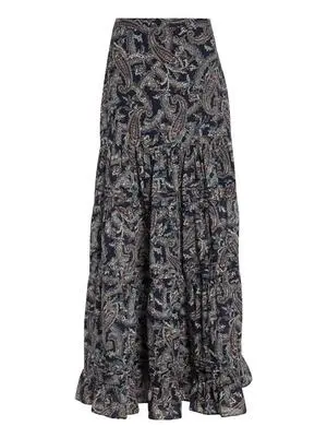VERONICA BEARD Veronica Beard Heatheralyn Paisley Tiered Cotton Skirt