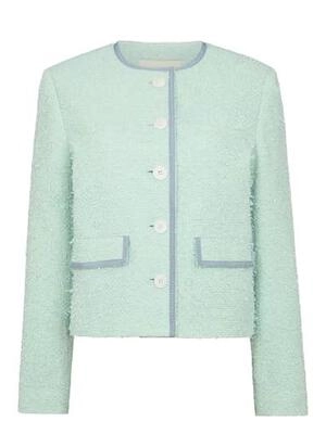 REALLY WILD CLOTHING Cotton Blend Braided Boucle Jacket - Mint