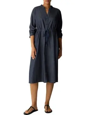 EILEEN FISHER Eileen Fisher Organic Cotton Midi Shirtdress With Drawstring Waist