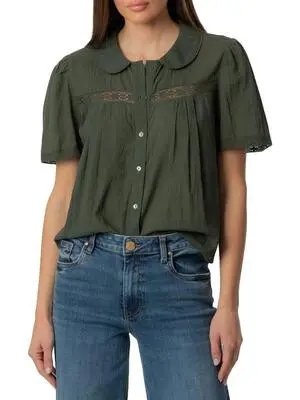 KUT FROM THE KLOTH KUT From The Kloth Vienna Lace Trim Cotton Button-Front Shirt