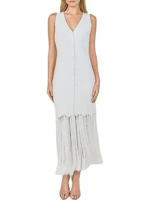 Endless Rose Fringe Knit Midi Dress - Ivory