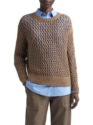 Lafayette 148 New York Hand-knit Cotton Open Stitch Sweater - Root Multi