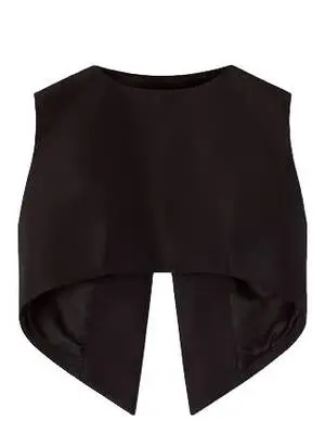 LANVIN Silk Faille Cropped Top - Black