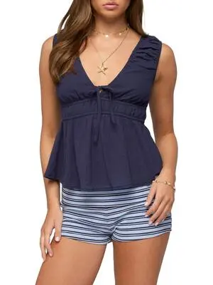 EDIKTED Bertha Sleeveless Babydoll Top - Navy