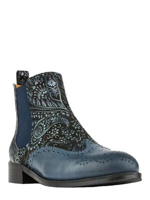 EMBASSY LONDON Mamacita Chelsea Boot With Floral Embossing - Blue