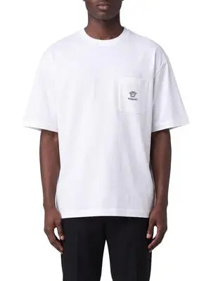 Versace Medusa Logo Relaxed Fit Cotton T-shirt With Patch Pocket White