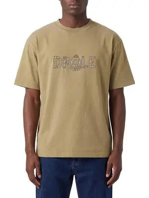 Drole De Monsieur Cotton Crewneck T-shirt With A Contrasting Front Logo Print - Brown