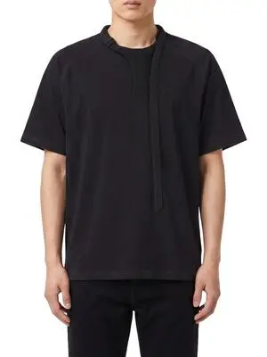 DIESEL® Crewneck Short-sleeve Cotton T-shirt With Straight Hem - Black