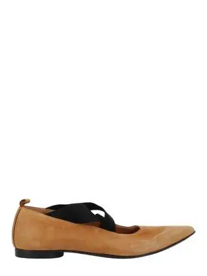 UMA WANG Mary Jane Ballet Flats In Aged Leather - Beige