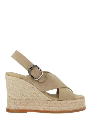 CastaÑer Suede Betina High Wedge Platform Espadrilles - Beige
