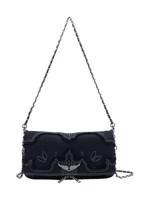 Zadig&Voltaire Embroidered Denim Shoulder Bag - Blue