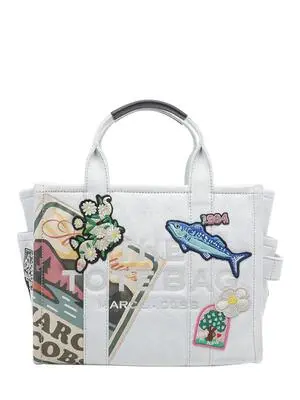 Marc Jacobs The Medium Tote Bag In Cotton Denim With Logo - White
