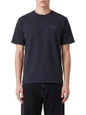 Kenzo Short-sleeved Cotton T-shirt With Contrast Embroidered Logo - Black