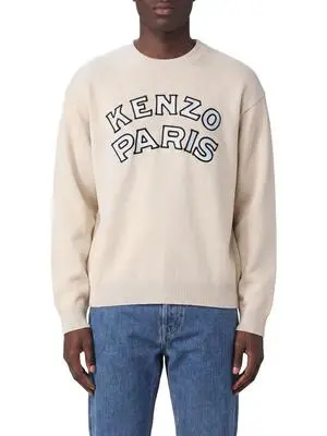 Kenzo Merino Wool Crew Neck Jumper With Jacquard Logo - White