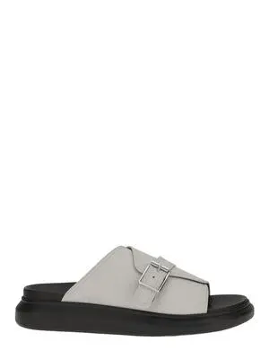 Alexander McQueen Smooth Calf Leather Sandals With Adjustable Strap And Open Toe - Grey