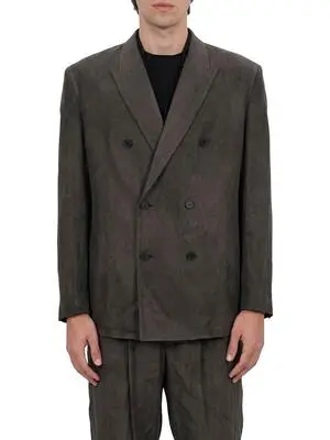 DIESEL® Double-breasted Viscose Blazer With Lapel Collar And Long Sleeves - Grey