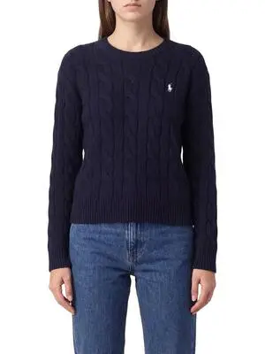 Polo Ralph Lauren Polo Ralph Lauren Cable Knit Wool And Cashmere V-Neck Jumper Blue 1