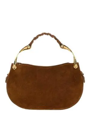 Alexander McQueen Wishbone Suede And Leather Mini Shoulder Bag - Brown