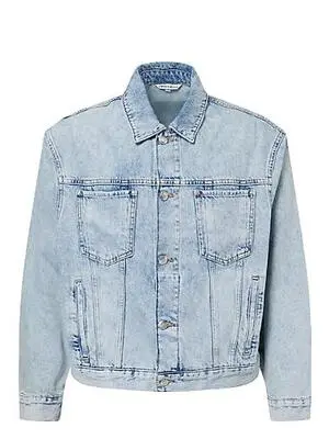 THE COUTURE CLUB Washed Cotton Denim Trucker Jacket - Bluewash