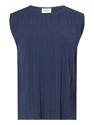 Max Mara Plissé Sleeveless Tank Top - Navy