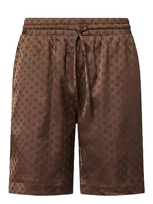 THE COUTURE CLUB Jacquard Pattern Relaxed Fit Woven Shorts - Brown