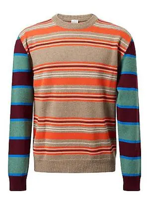 Paul Smith Crewneck Striped Wool-and-cotton Jumper - Camel
