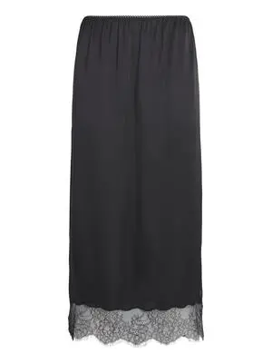 ANINE BING Silk-blend Shelby Midi Skirt With Lace Trim - Black