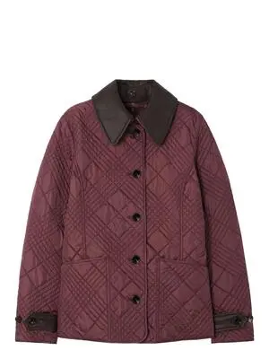 Burberry Quilted Fernleigh Jacket With Leather Trim - Red