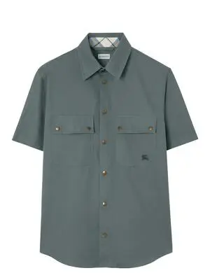 Burberry Tropical Gabardine Short-sleeve Shirt - Blue