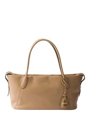 Prada Leather Tote Bag - Neutral