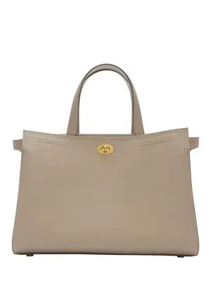 Burberry Small Leather Tote Bag - Brown