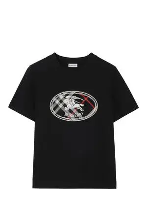 Burberry Cotton Check Ekd T-shirt - Black