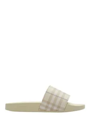 Burberry Check Slides - Beige