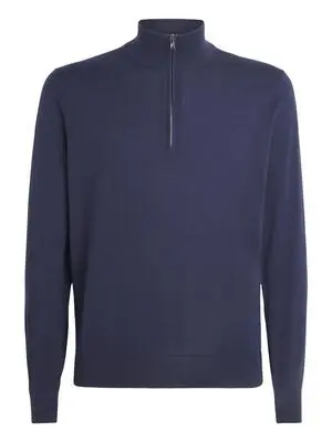 FIORONI CASHMERE Sea Island Cotton-cashmere Quarter-zip Sweater - Navy