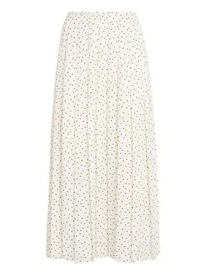 Theory Polka Dot Pleated Midi Skirt - Ivory